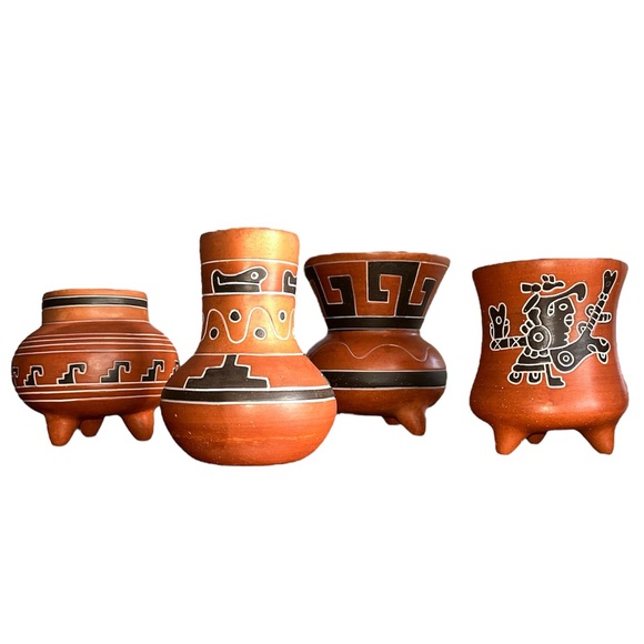 Leopoldo Mexican Aztec | Art | 4 Vtg Leopoldo De Mexican Native Aztec ...